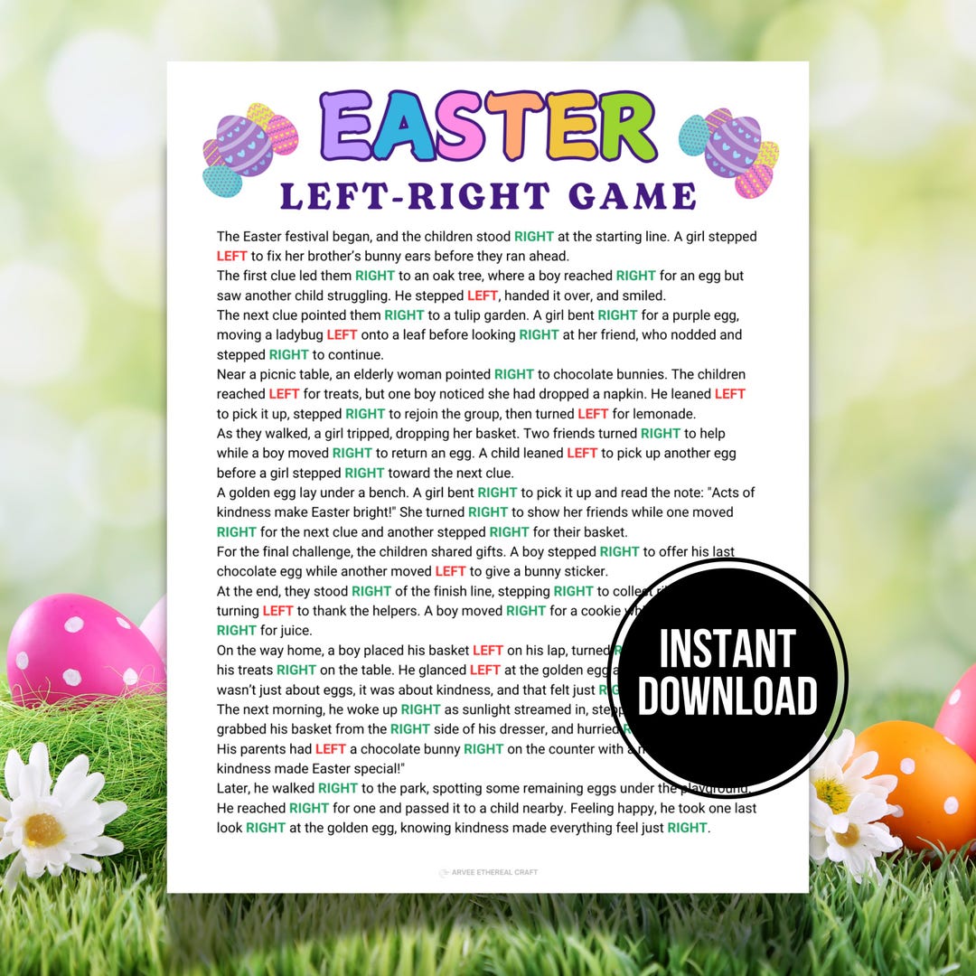 Easter Left Right Games, Printable Easter Story, Easter Activity Pass ...