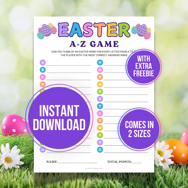 Printable Easter A to Z Game, Alphabet Game, A-Z Game, ABC Games, A-Z ...