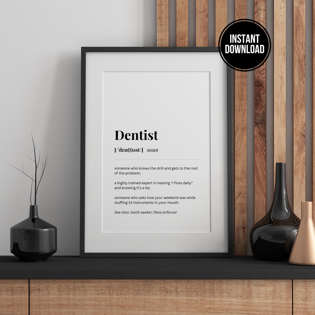 Dentist Dictionary Definition, Dental Office Decor, Printable Dental ...