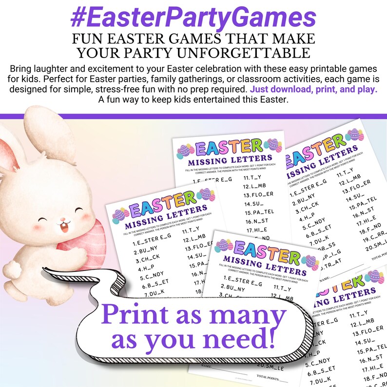 Easter Missing Letters Game, Printable Fill in the Blanks Game ...