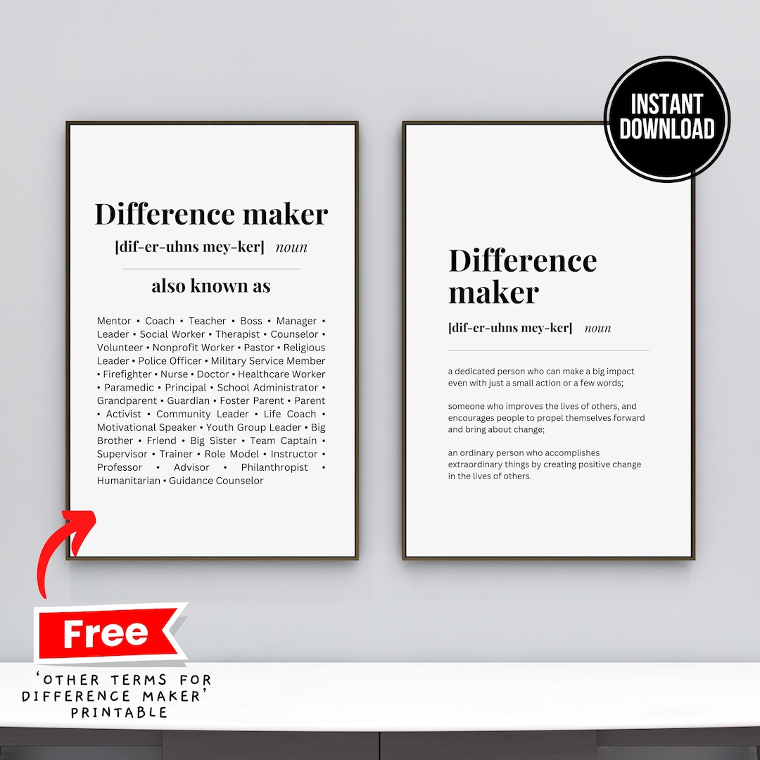 Difference Maker Definition Printable Wall Art, Dictionary Definition ...