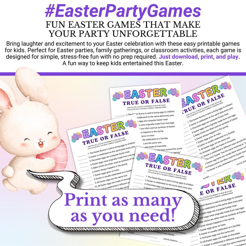 Printable Easter True or False Game, Trivia Games, General Knowledge ...