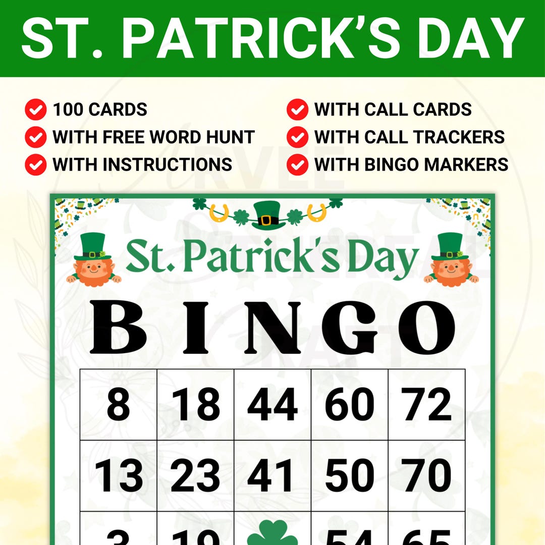 Bingo Cards Game St. Patrick's Day, Family Reunion Games, Printable ...