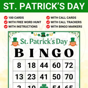 Bingo Cards Game St. Patrick's Day, Family Reunion Games, Printable ...