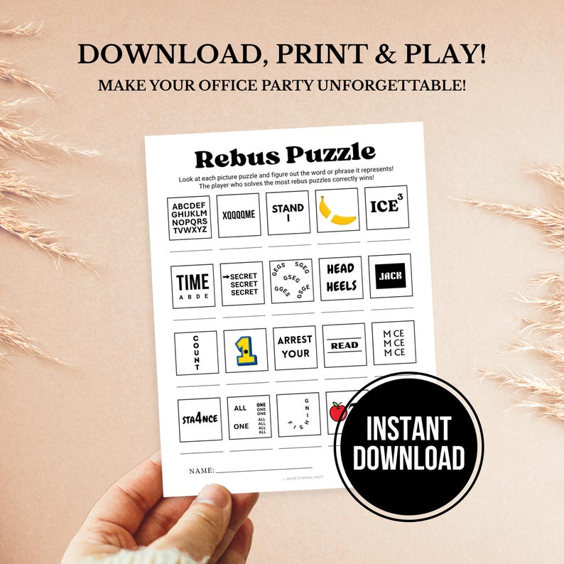 Office Party Games, Rebus Puzzles, Printable Rebus Game, Picture Puzzle ...