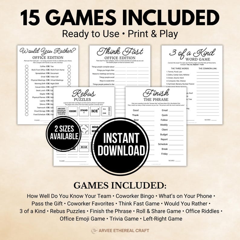 Office Party Games Bundle Printable Office Team Building Games ...