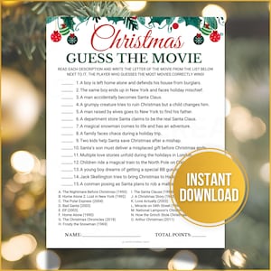 Christmas Guess the Movies Game, Printable Christmas Movies Quiz, Movie ...