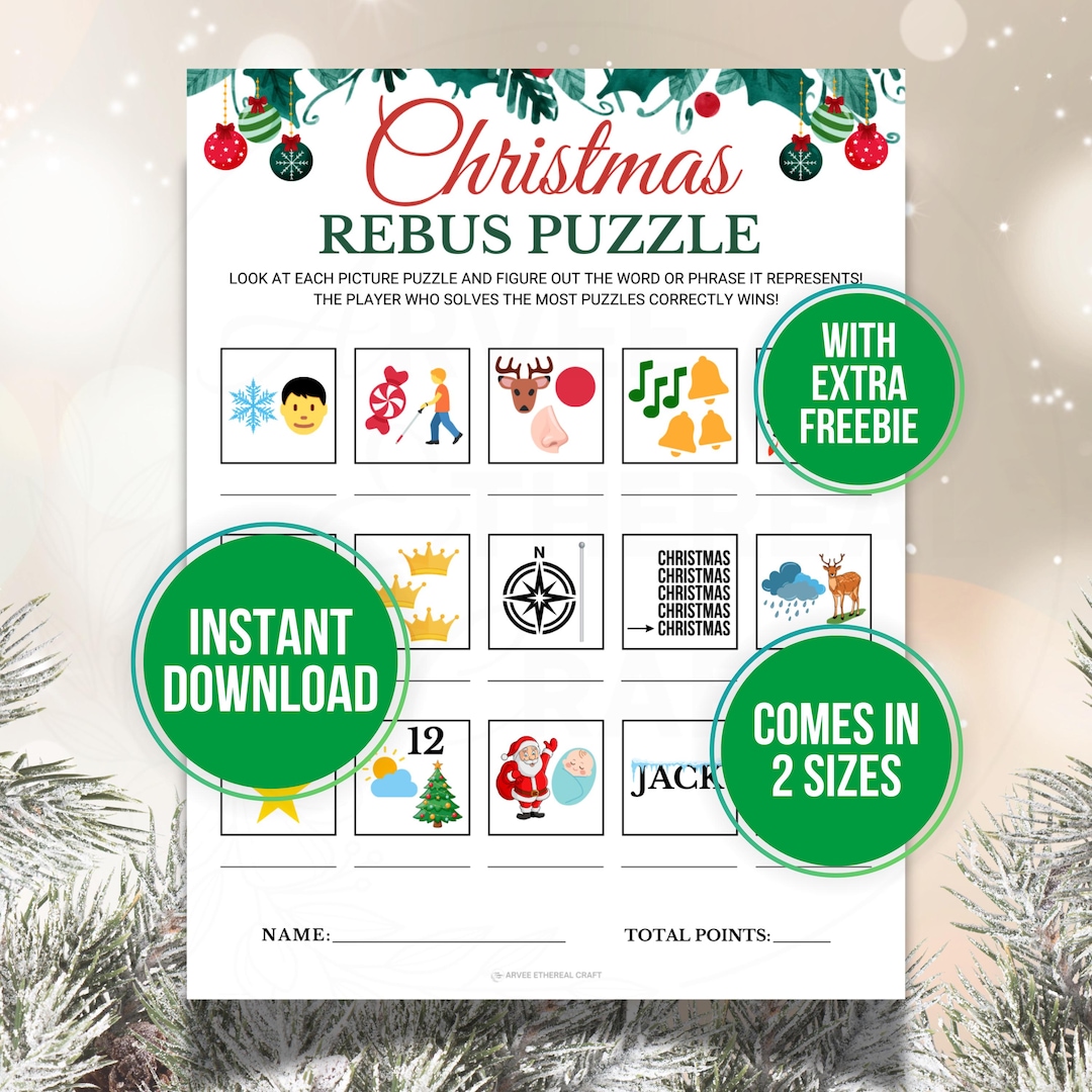 Printable Christmas Rebus Game, Rebus Puzzles, Picture Puzzle Quiz ...