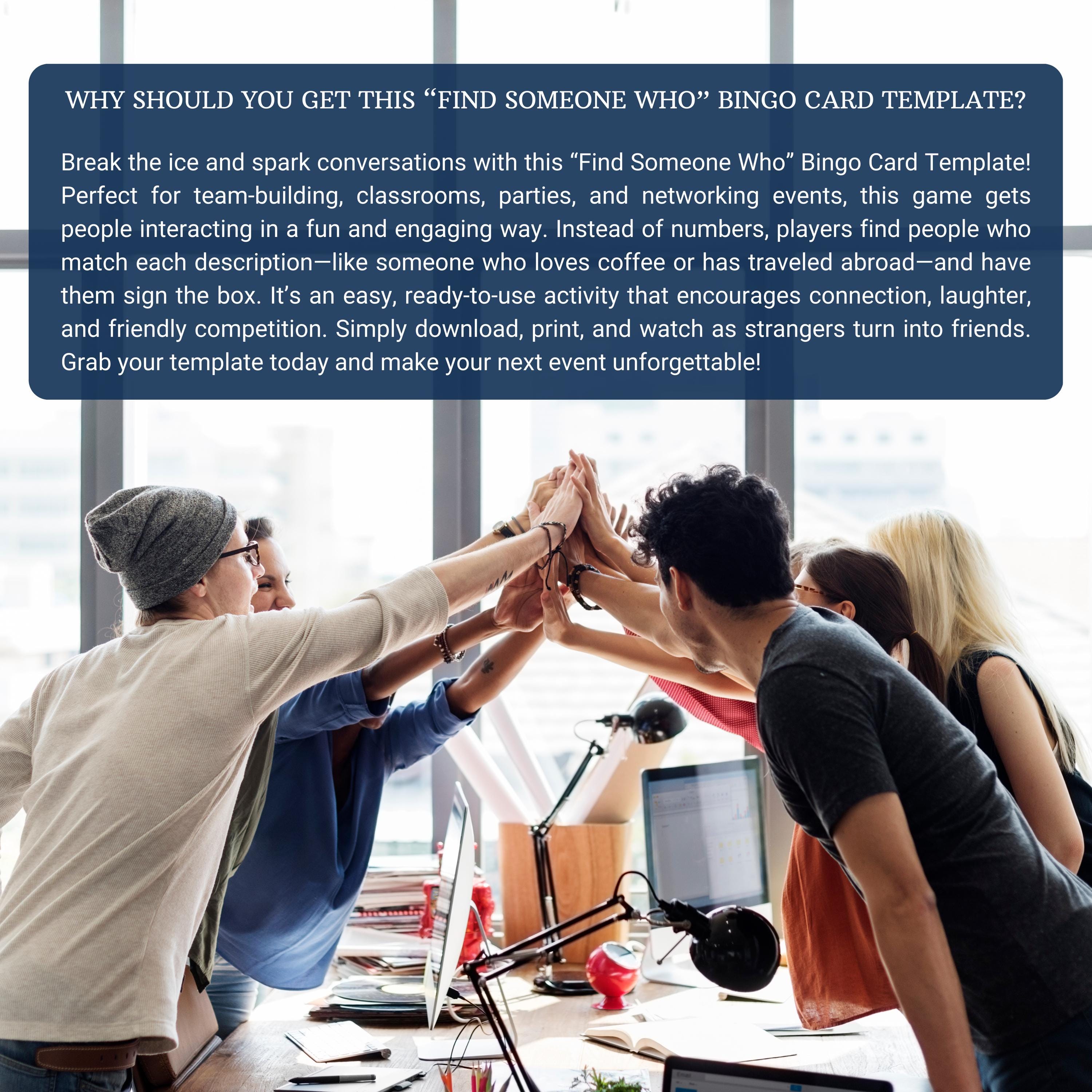 Mingle Bingo, Human Bingo, Find Someone Who Bingo, Find the Guest Bingo ...