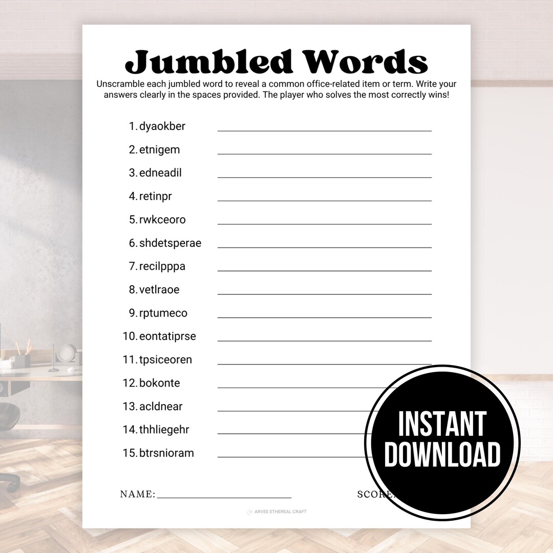 Team Building Work Office Party Games, Scrambled Words Game, Printable ...