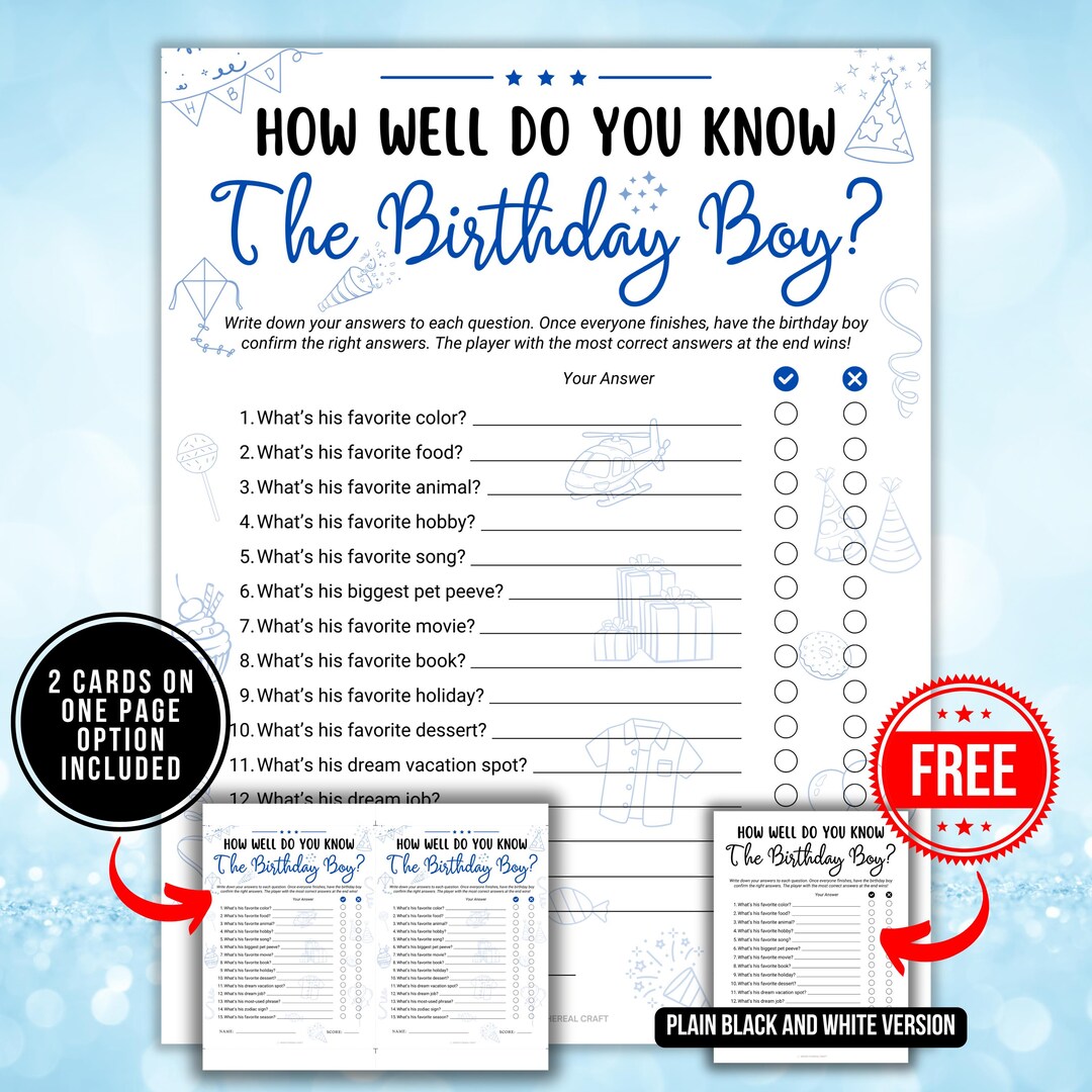 How Well Do You Know the Birthday Boy Game, Who Knows the Birthday Boy ...