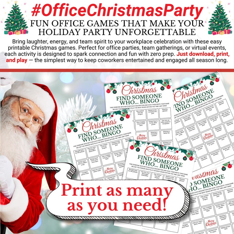 Christmas Find Someone Who Bingo, Printable Find the Guest Bingo, Get ...