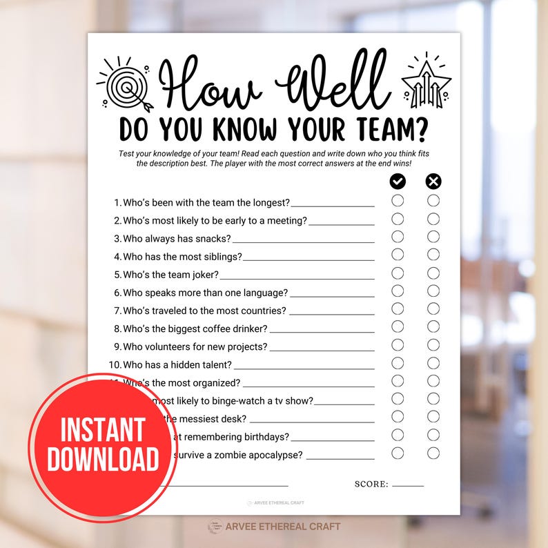 Office Team Building Games, Printable How Well Do You Know Your Team ...