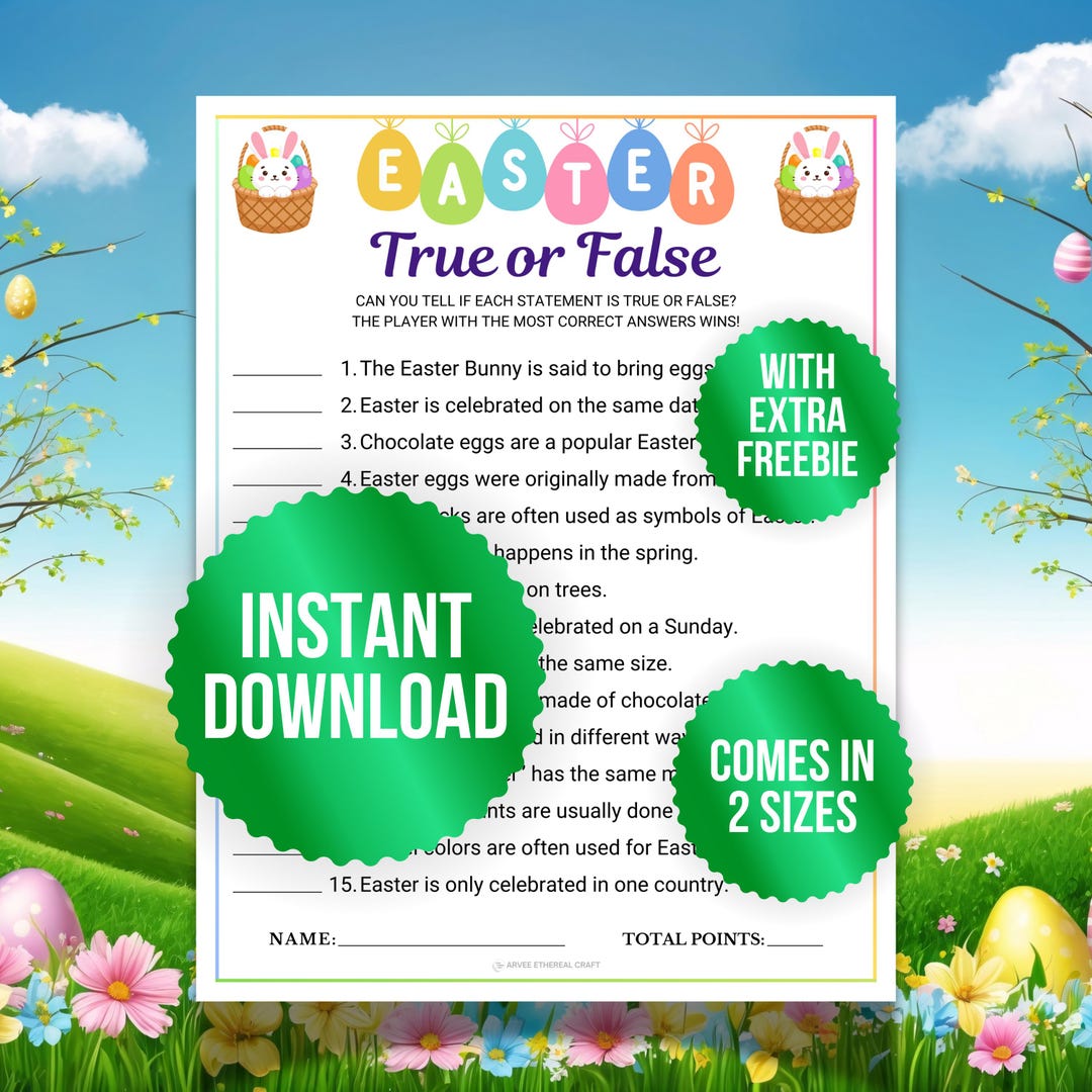 Printable True or False Game, Trivia Games, Easter Fun Facts, General ...