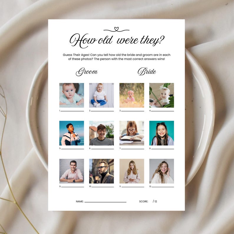 How Old Were They Game, Wedding Table Games, Printable Bridal Shower ...