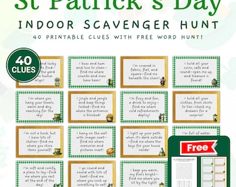 St. Patricks Day Scavenger Hunt for Kids, Indoor Treasure Hunt Clues ...