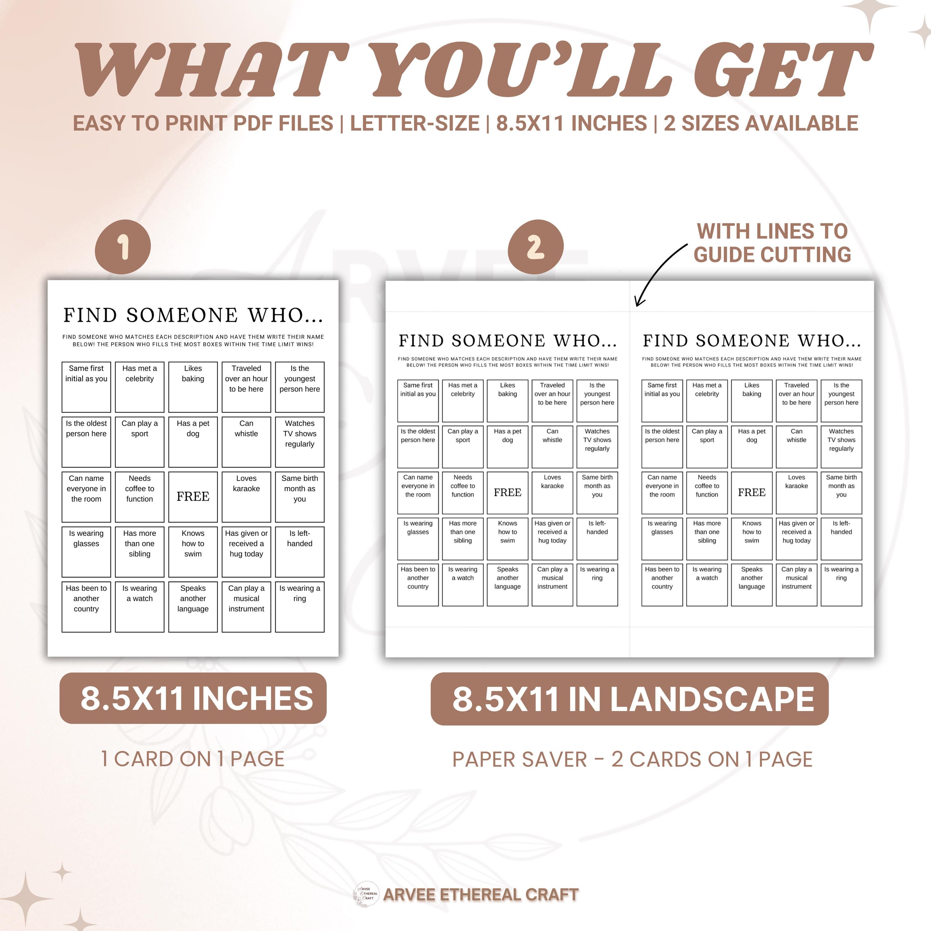 Mingle Bingo, Human Bingo, Find Someone Who Bingo, Find the Guest Bingo ...