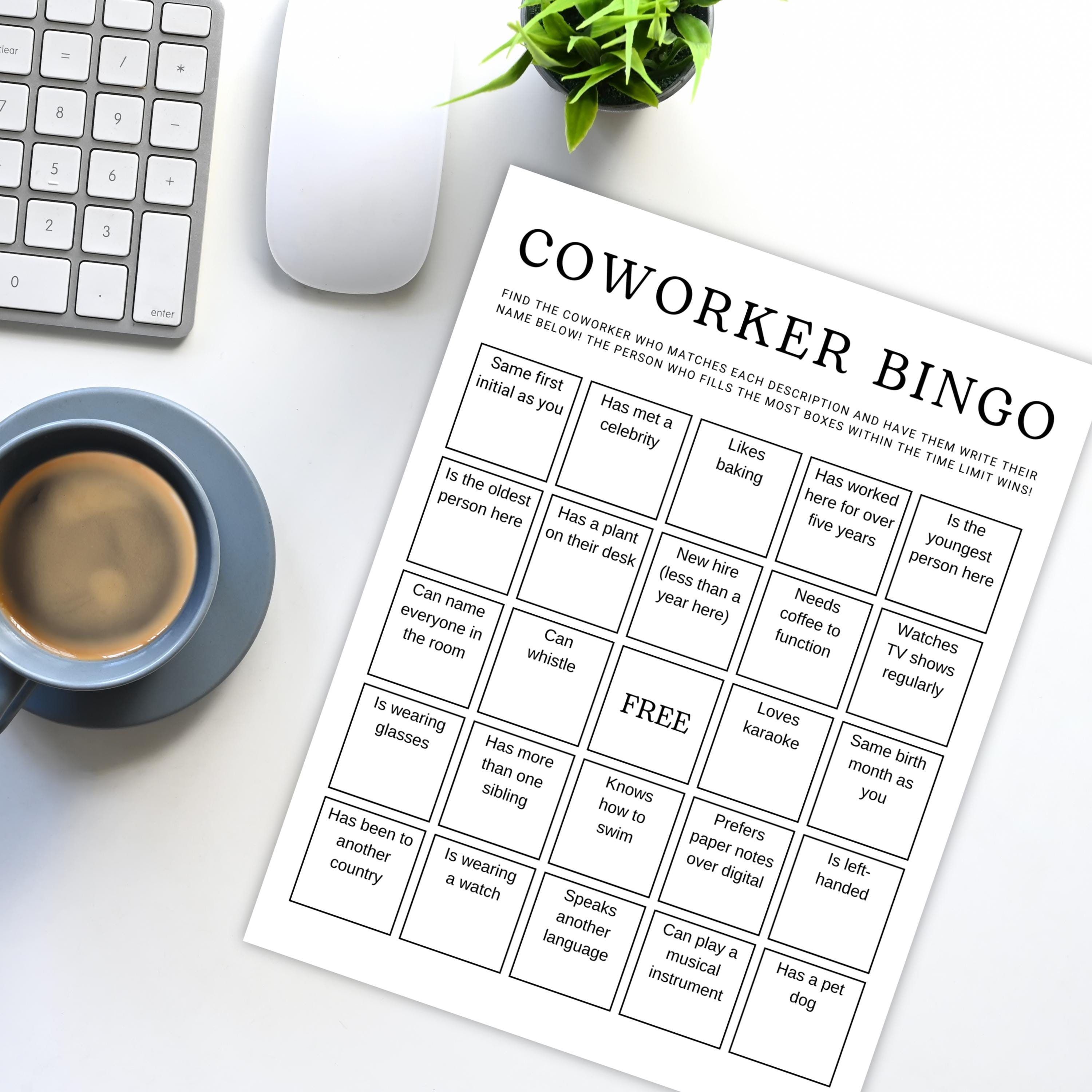 Coworker Bingo, Office Bingo, Find Someone Who Mingle Human Meeting ...