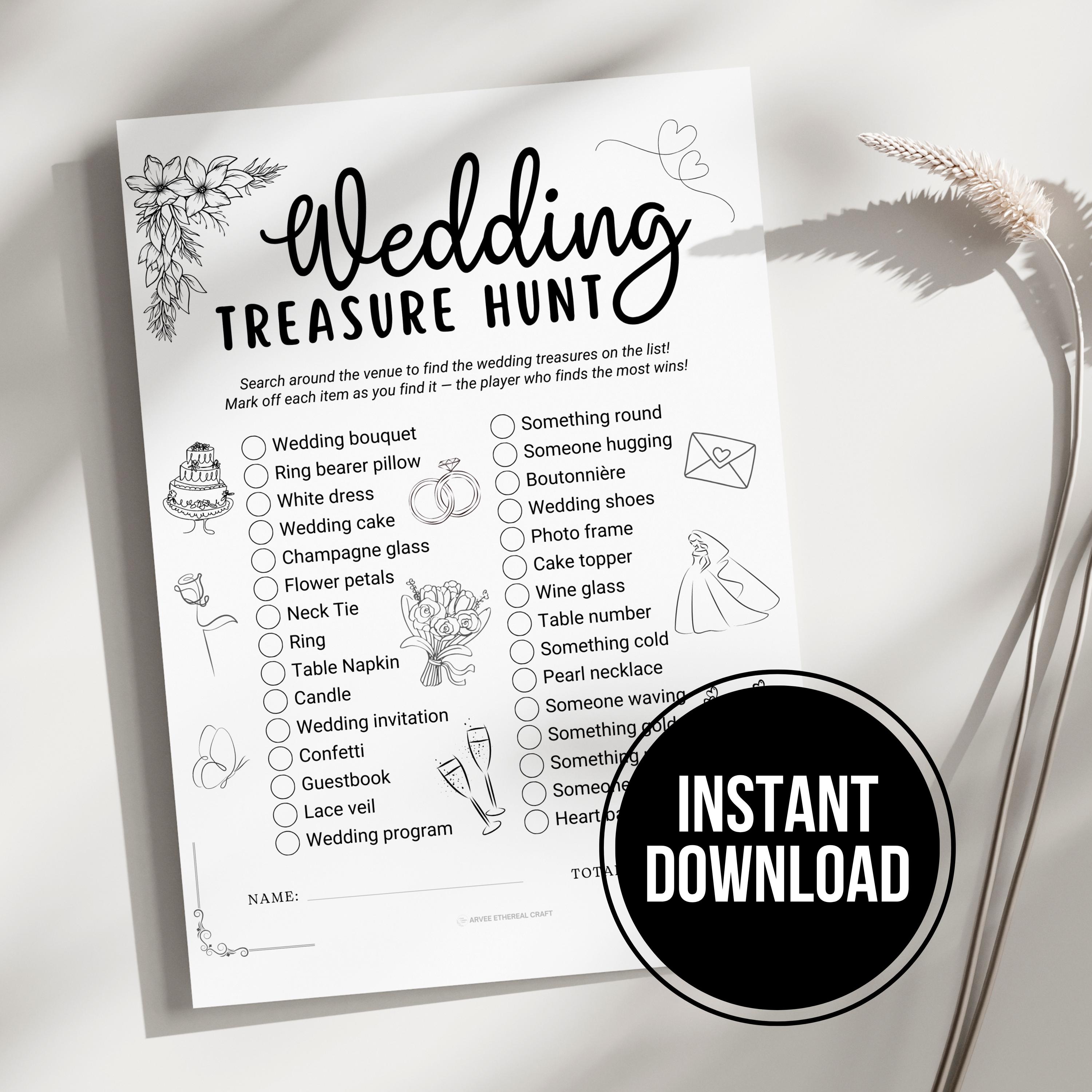 Wedding Treasure Hunt, Wedding Scavenger Hunt, Wedding Activities, Kids ...