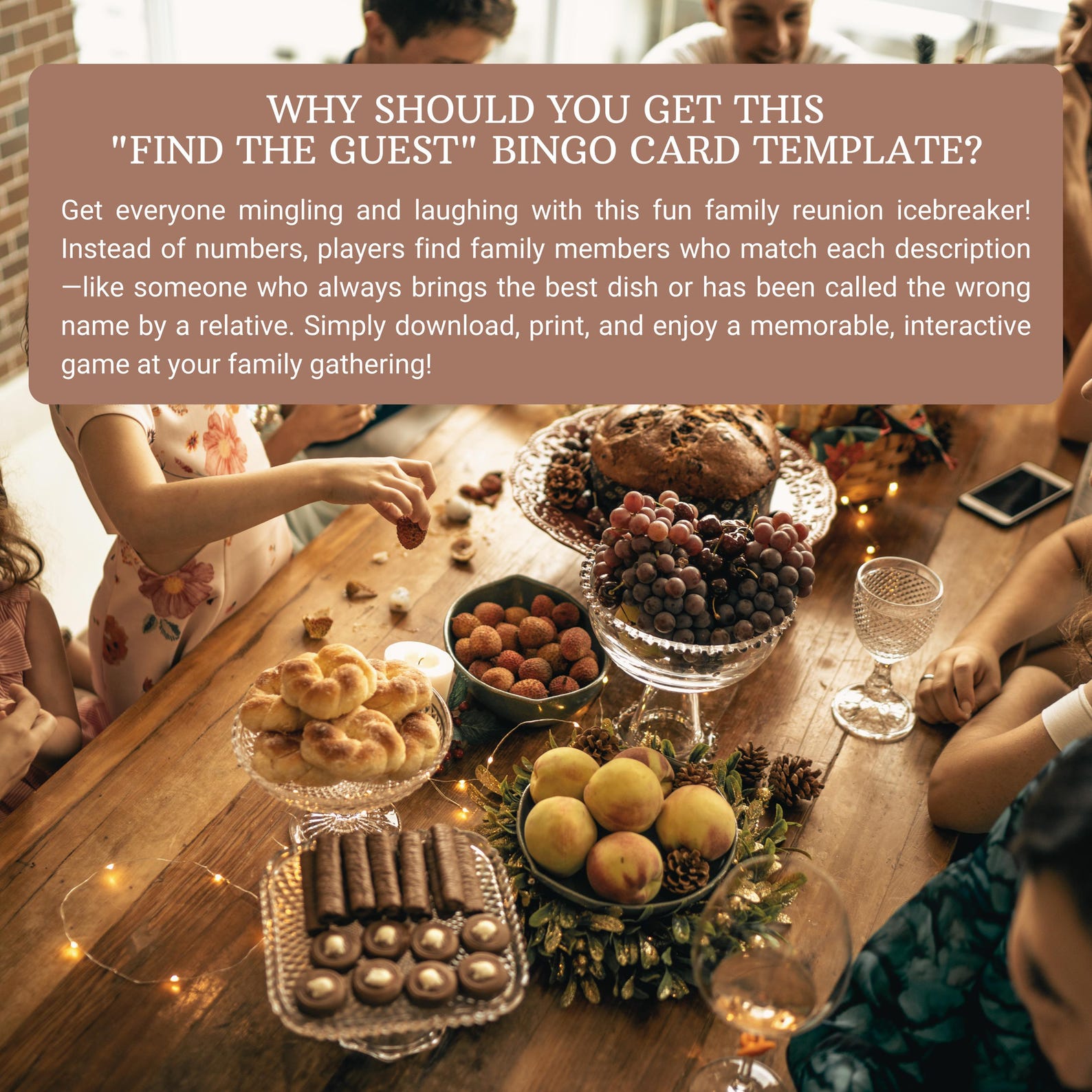 Family Reunion Find the Guest Bingo, Printable Find Someone Who Bingo ...