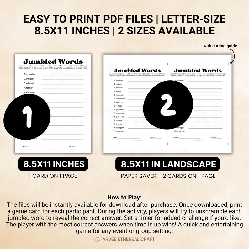 Scrambled Words Game, Printable Jumbled Words Game, Word Scramble Game ...