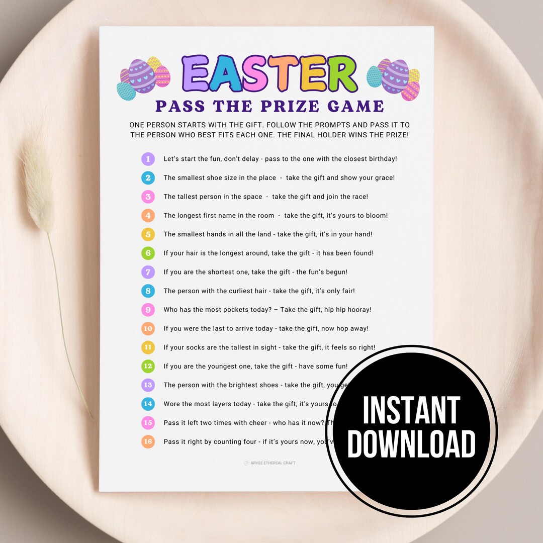 Easter Pass the Prize Game, Easter Activity Pass the Gift Present Game ...