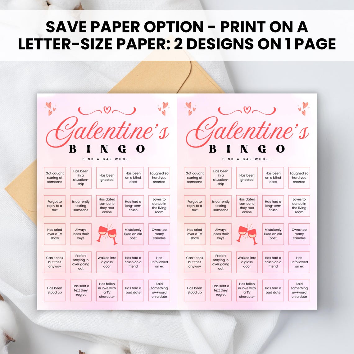 Galentines Bingo, Printable Galentines Day Card, Galentines Invitation ...