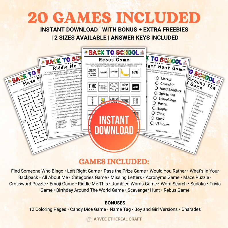 Back to School Games Bundle, Printable Classroom Games, Teacher Student ...