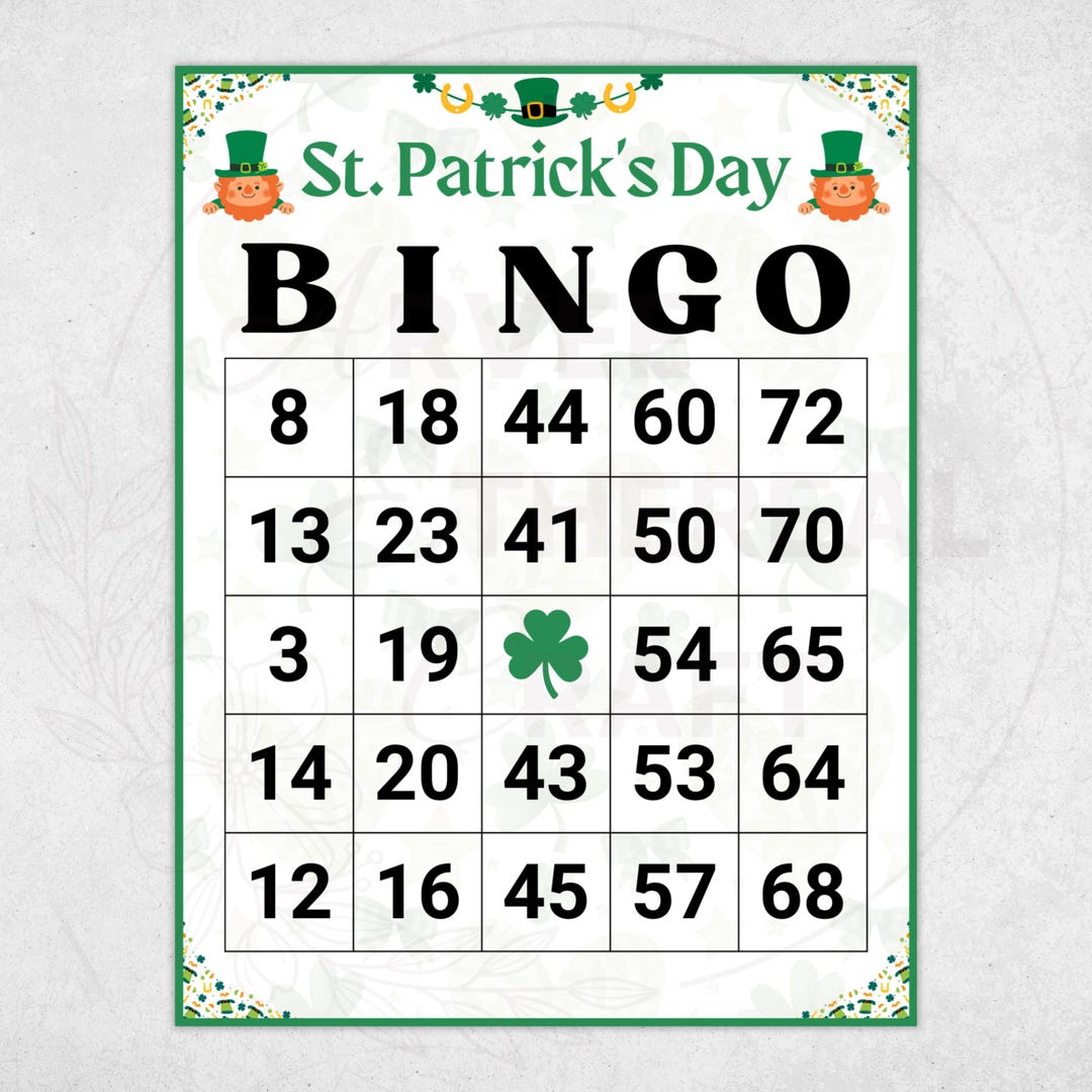 Bingo Cards Game St. Patrick's Day, Family Reunion Games, Printable ...