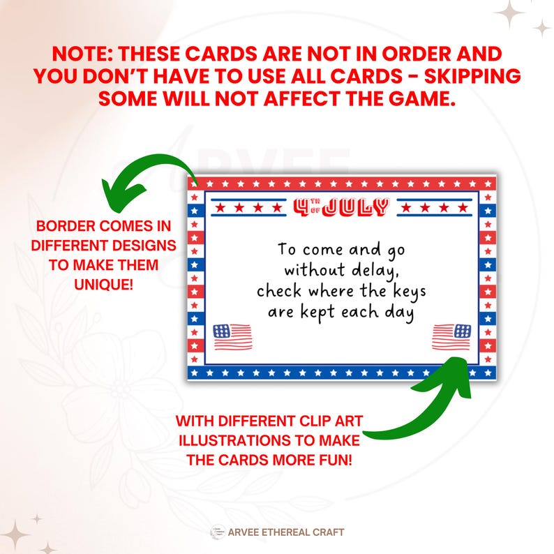 4th of July Scavenger Hunt Clues, Printable Indoor Treasure Hunt Clues ...