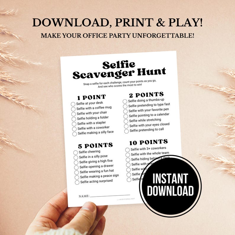 Selfie Scavenger Hunt, Printable Picture Photo Scavenger Hunt, Selfie ...