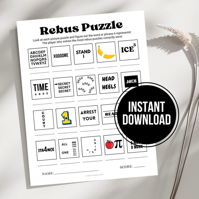 Office Party Games, Rebus Puzzles, Printable Rebus Game, Picture Puzzle ...