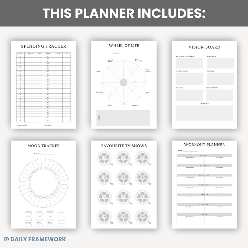 Editable Life Planner, Printable Undated Daily Weekly Monthly Self Care ...