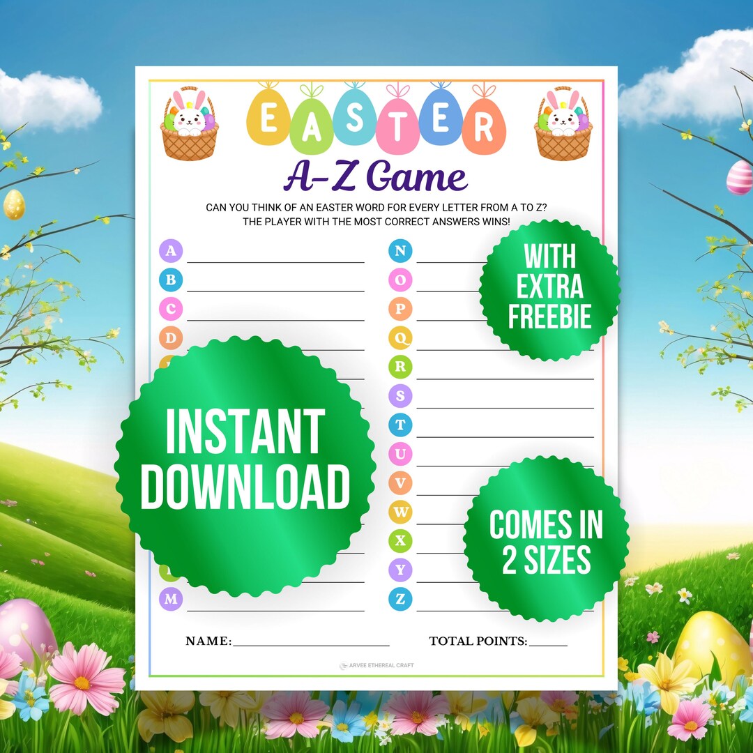 Printable A to Z Game, A-Z Game, Alphabet Game, ABC Games, Easter A-Z ...