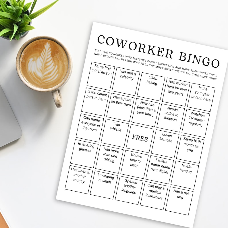 Coworker Bingo, Office Bingo, Find Someone Who Mingle Human Meeting ...