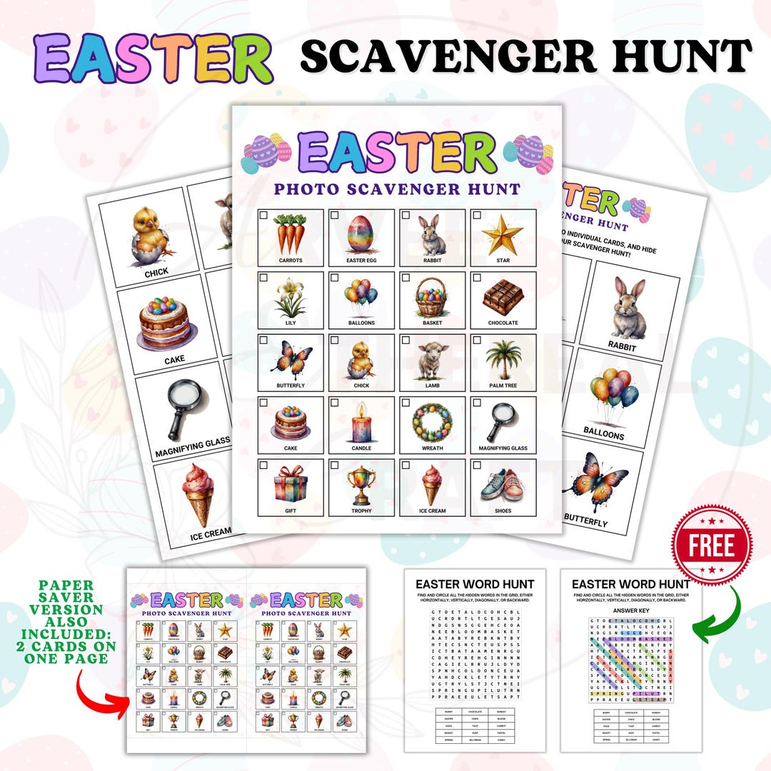 Easter Scavenger Hunt for Kids, Indoor Treasure Hunt Clues, Printable ...