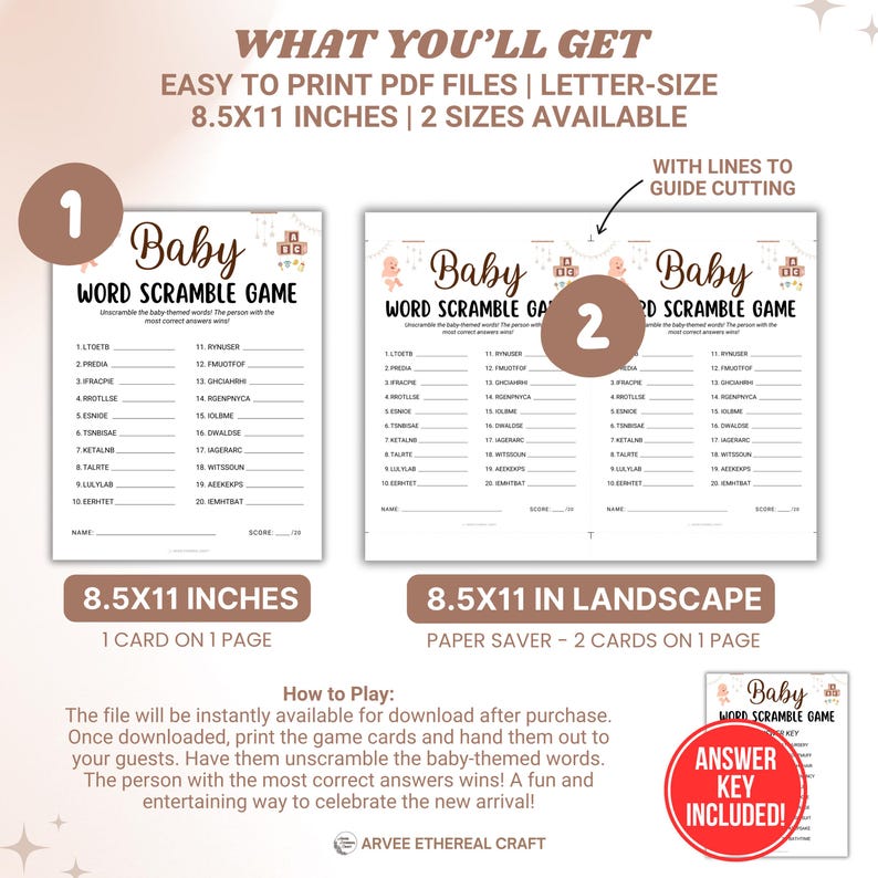 Baby Word Scramble Game, Baby Shower Puzzle, Scrambled Words Baby ...