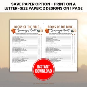 Books of the Bible Scavenger Hunt Game, Printable Church Women Ministry ...