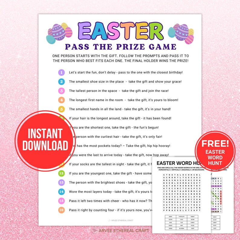 Easter Pass the Prize Game, Easter Activity Pass the Gift Present Game ...