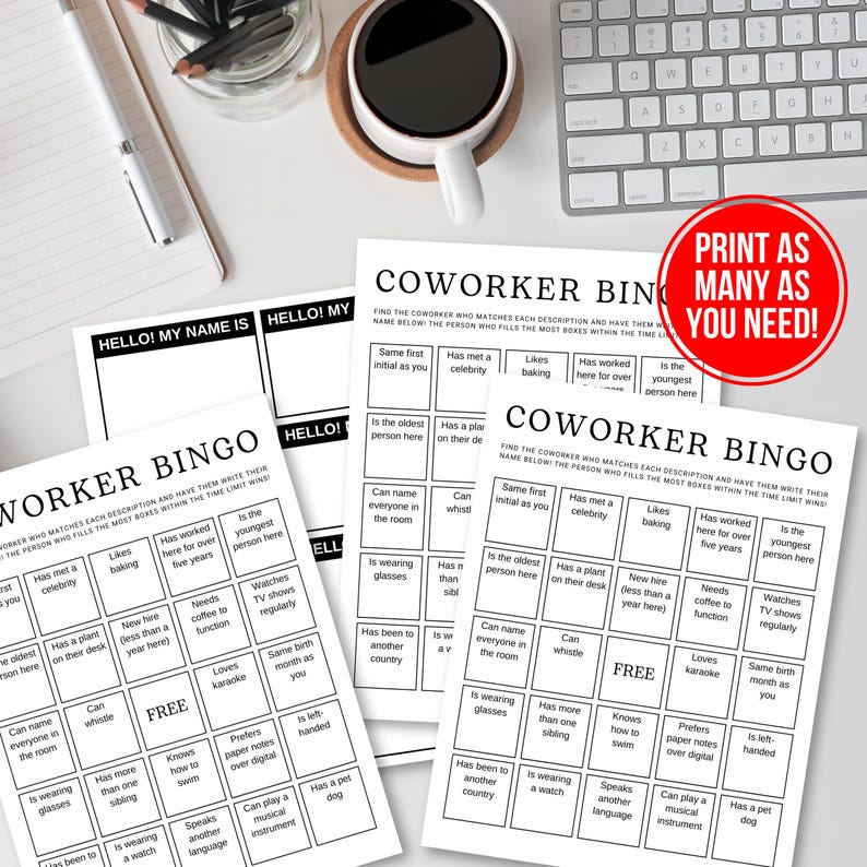 Coworker Bingo, Office Bingo, Find Someone Who Mingle Human Meeting ...