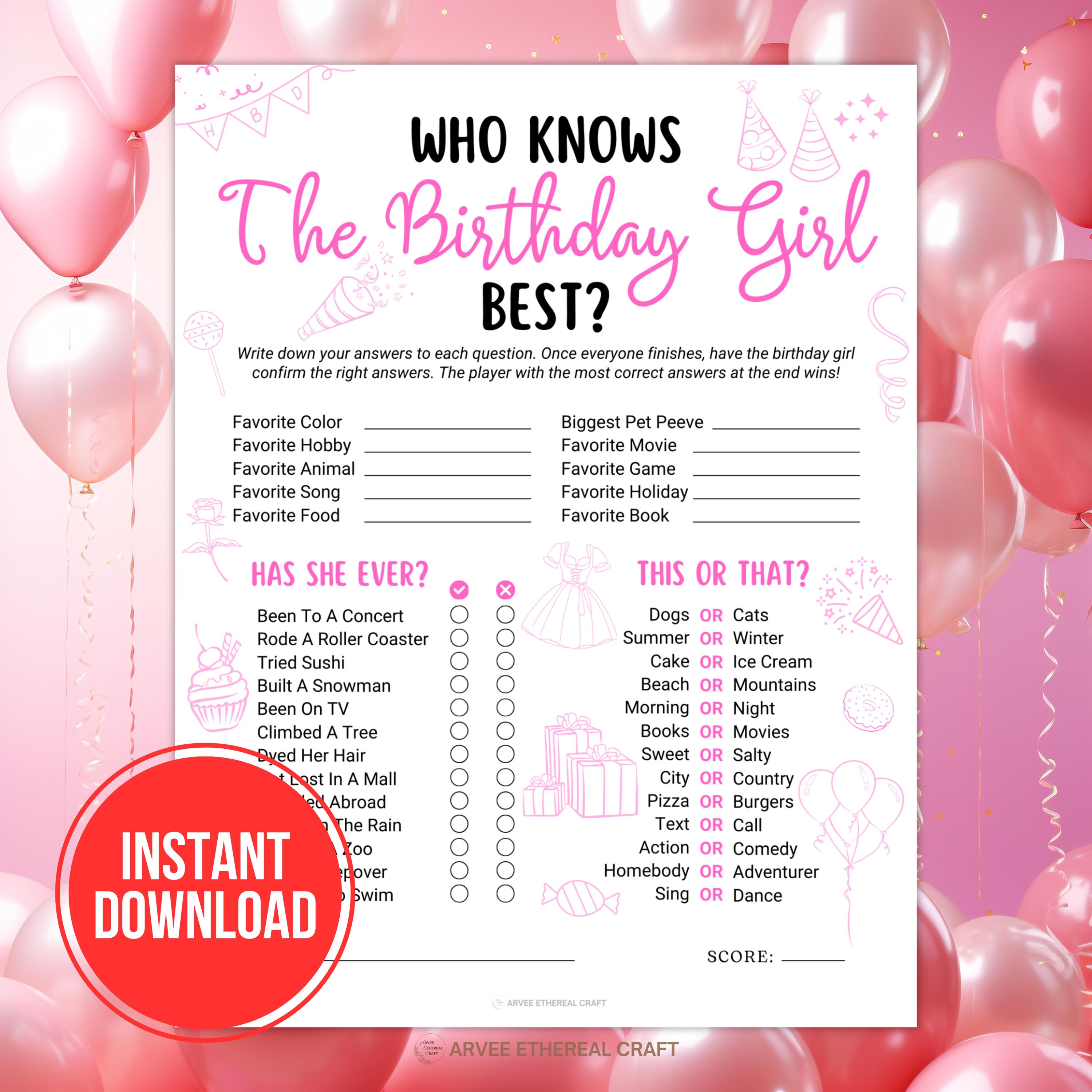 Who Knows the Birthday Girl Best, How Well Do You Know the Birthday ...