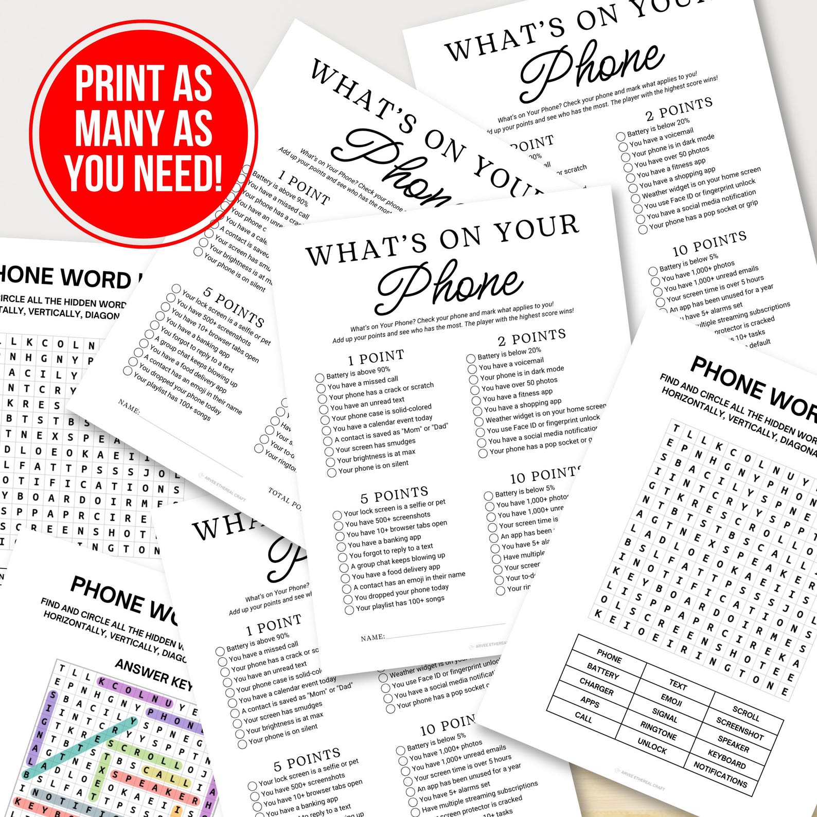 What’s on Your Phone Game, Printable Cell Phone Game, Family Reunion ...