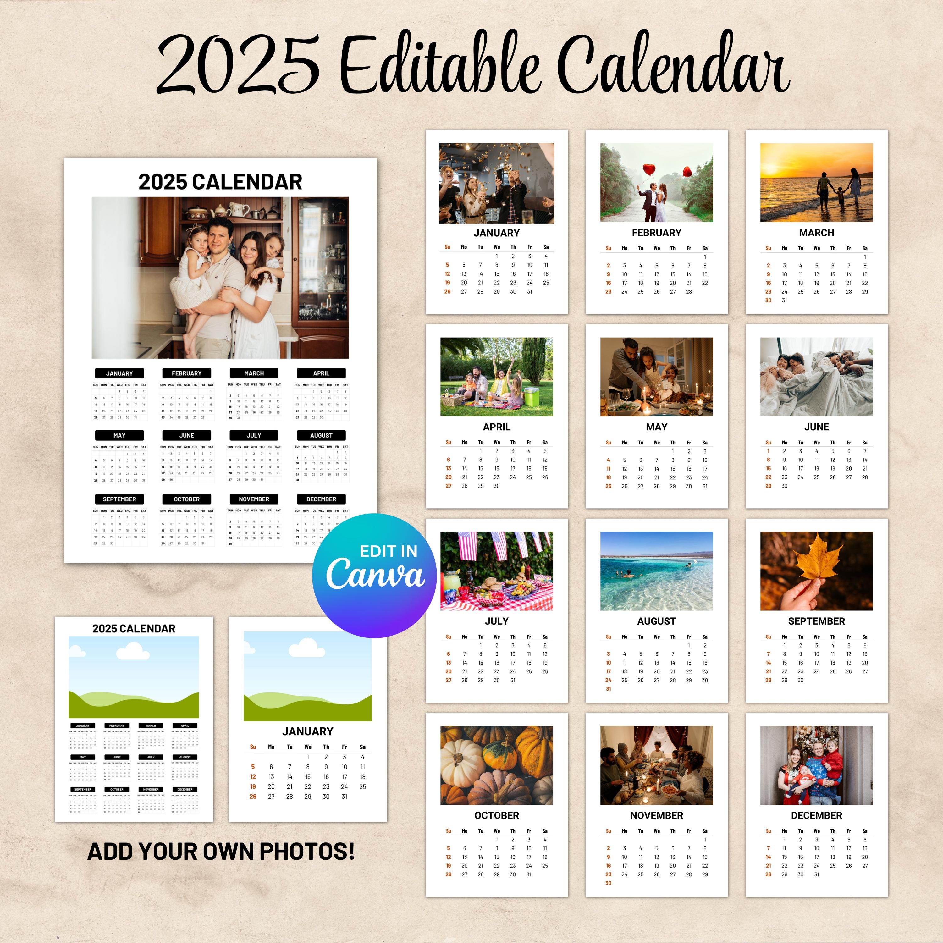 2025 Personalized Calendar, Full Year Calendar, Custom Photo Calendar ...