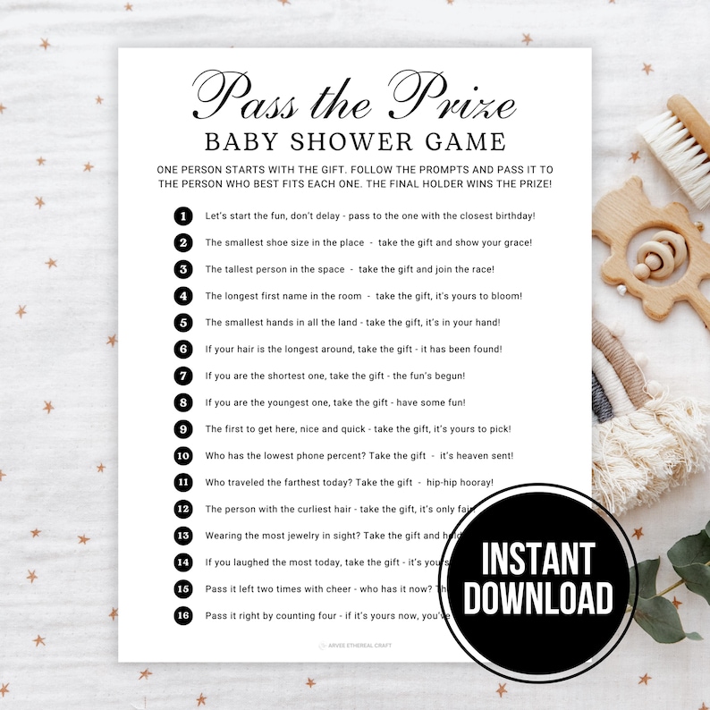 Baby Shower Pass the Prize Game, Baby Shower Activity Pass the Gift ...