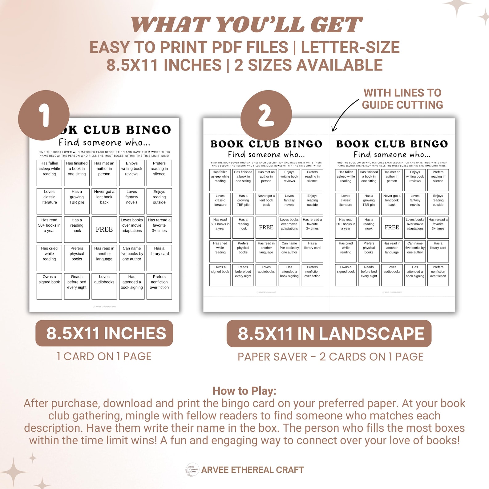 Book Club Games, Find the Guest Bingo, Find Someone Who Bingo, Book ...