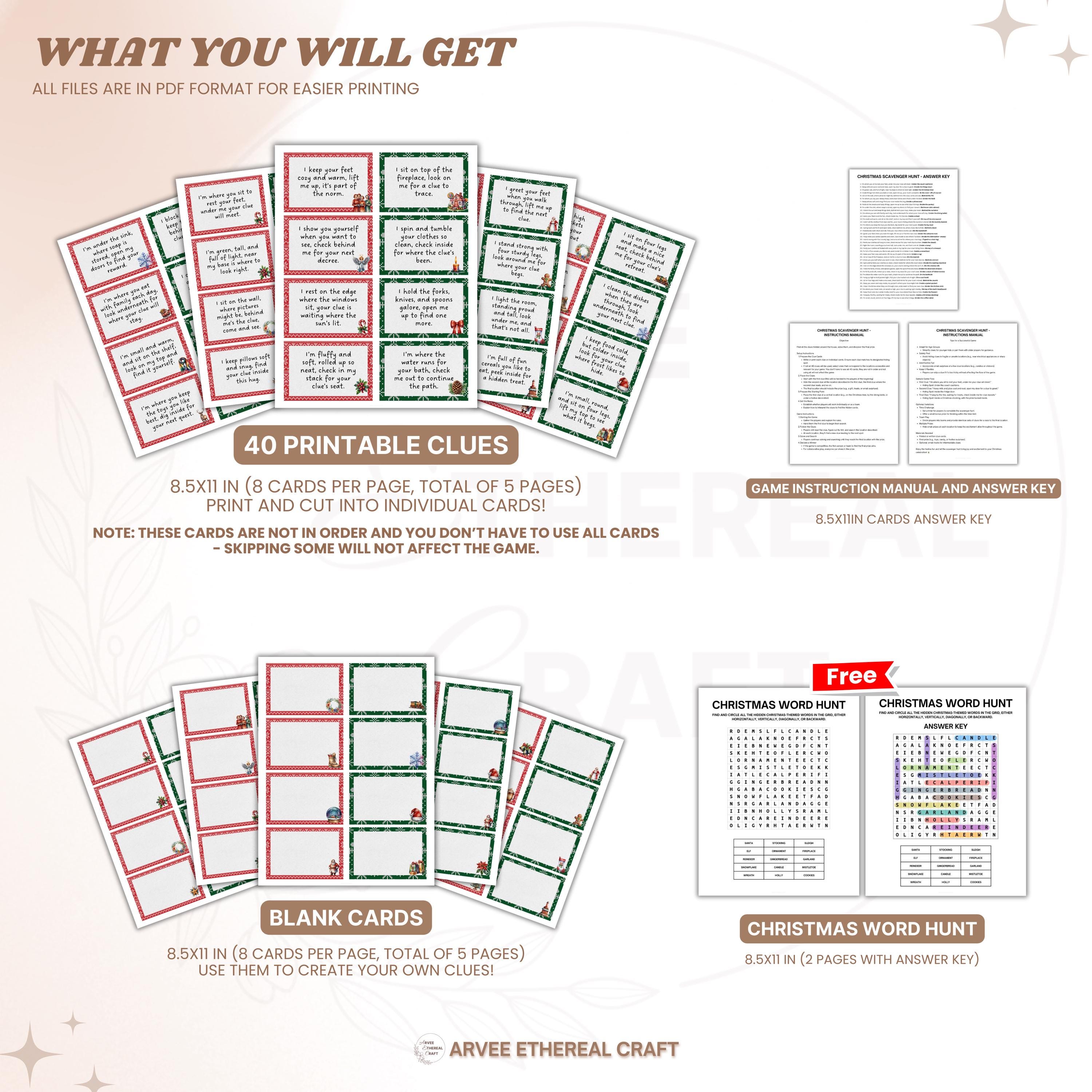 Christmas Scavenger Hunt, Indoor Christmas Treasure Hunt Kids, Family ...