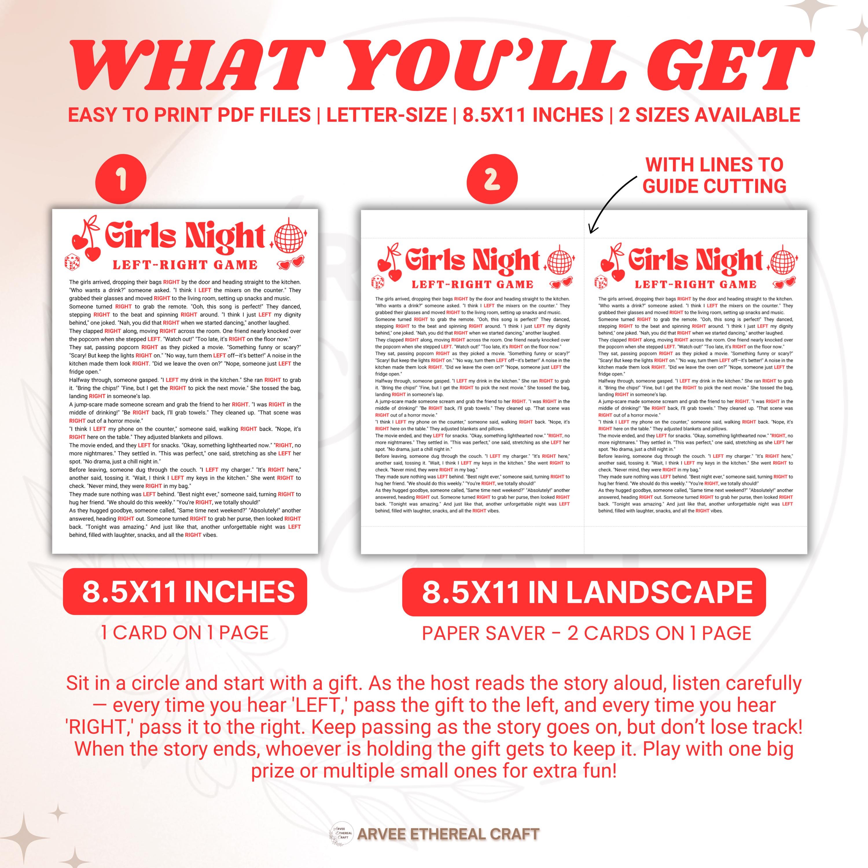 Left Right Game, Pass the Prize Gift Present Game, Printable ...