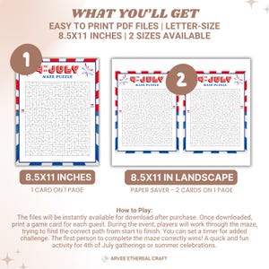 Maze Puzzle, 4th of July Printable Maze Game, Labyrinth Game ...