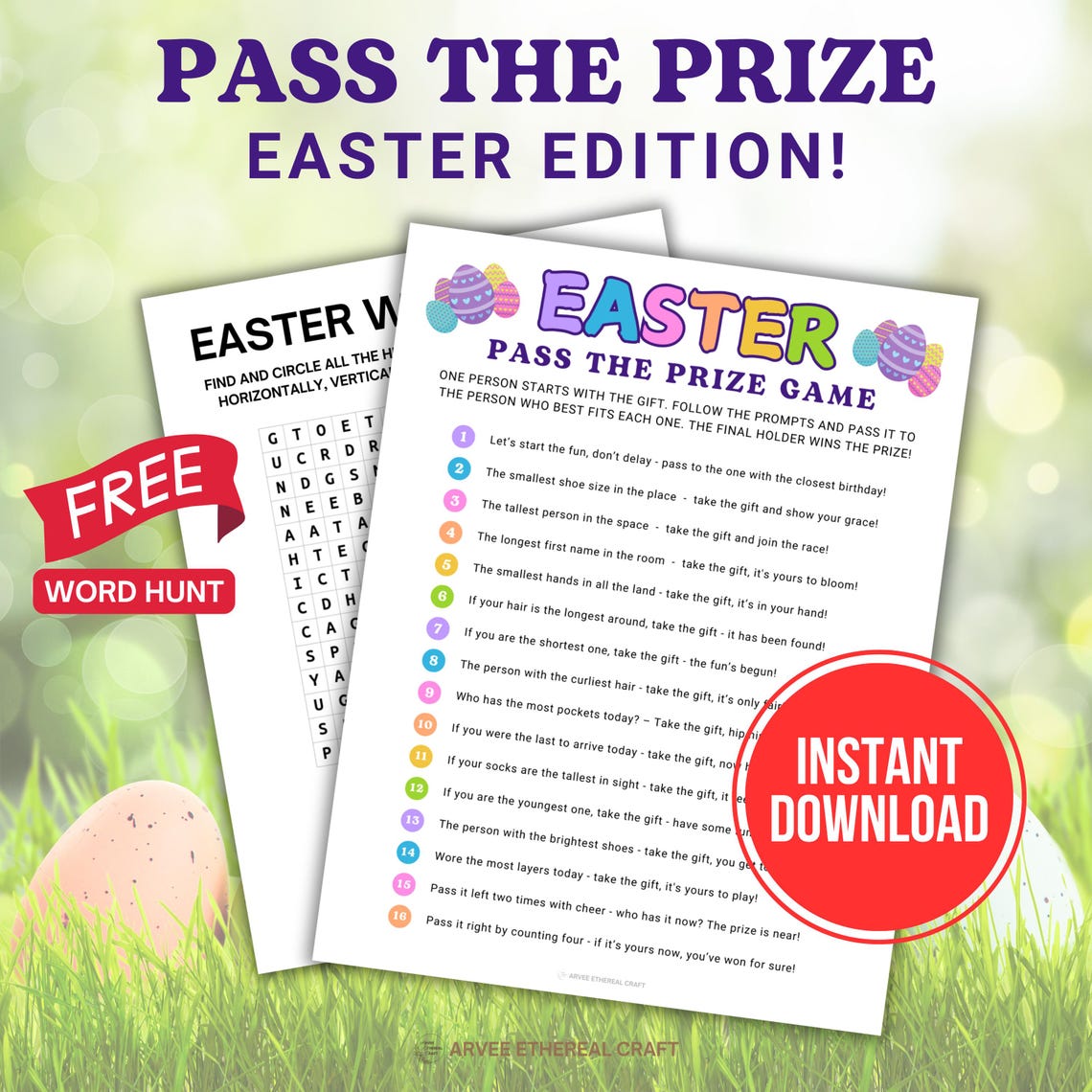 Easter Pass the Prize Game, Easter Activity Pass the Gift Present Game ...
