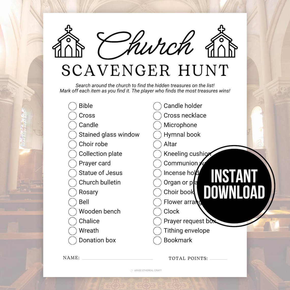 Church Scavenger Hunt, Bible Scavenger Hunt, Church Treasure Hunt ...